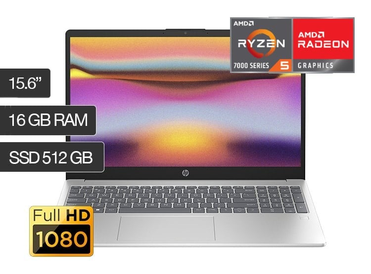 LAPTOP HP R5-7520U 16GB RAM DDR5 512GB SSD 15.6 PULG FHD WINDOWS 11 ...