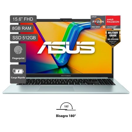 LAPTOP ASUS VIVOBOOK R3-7320U 8GB RAM DDR5 512GB SSD 15.6 PULG FHD W11 ...